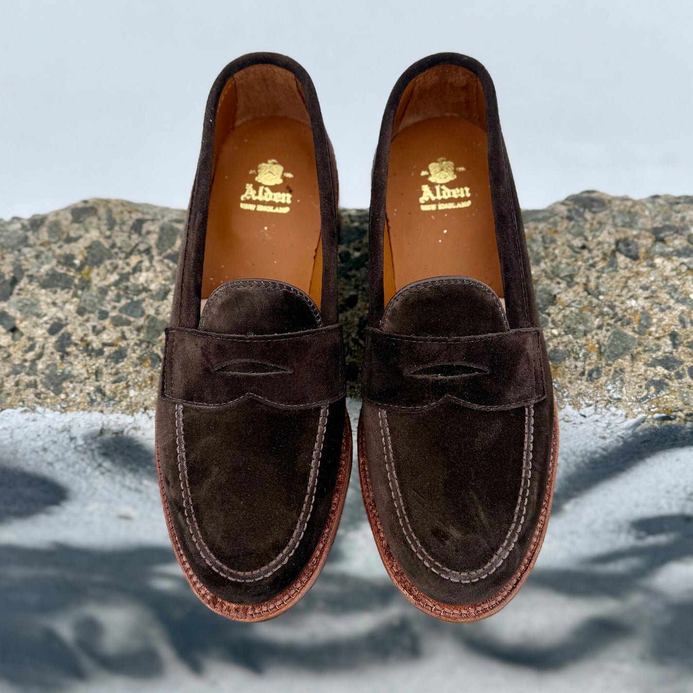 6176F - Penny Loafer in Dark Chocolate Suede – ALDEN SHOES